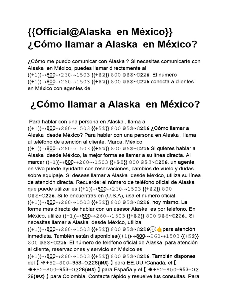 {{Official@Alaska en México}} ¿Cómo llamar a Alaska en México? | PDF ...