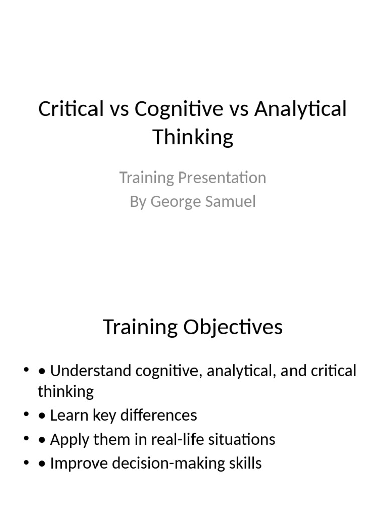 Understanding Critical, Cognitive, and Analytical Thinking | PDF
