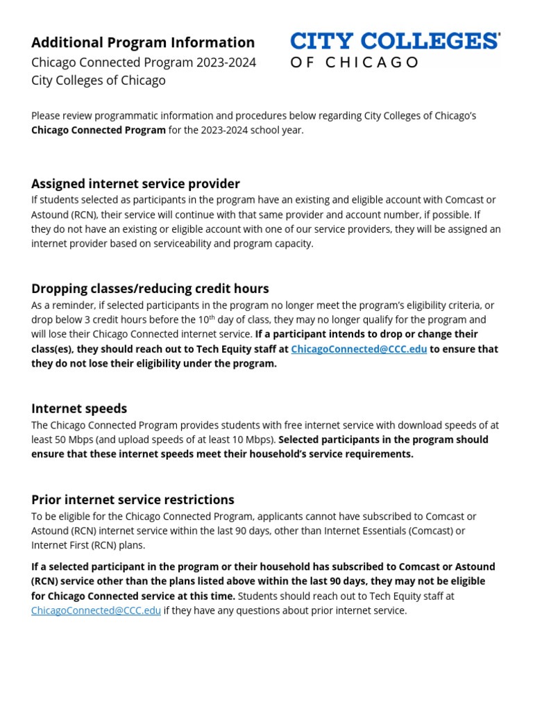 Additional Program Information Chicago Connected 1 | PDF