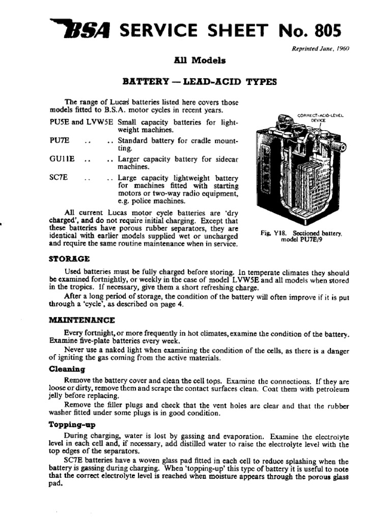 BSA - Battery All Models | PDF