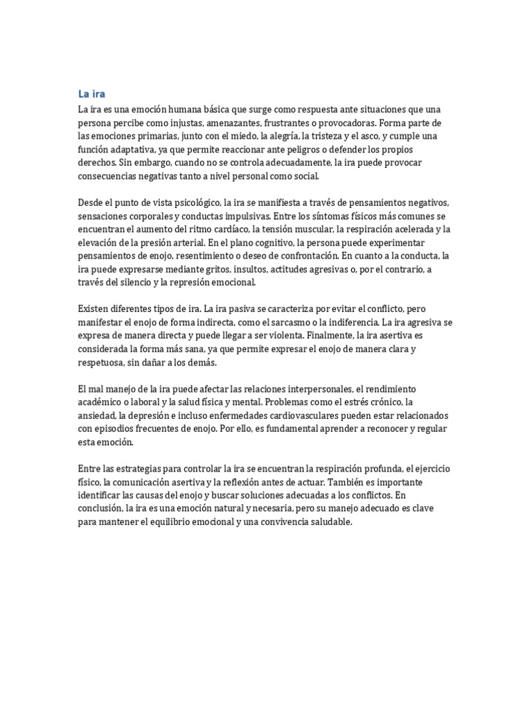 Cómo manejar la ira efectivamente | PDF