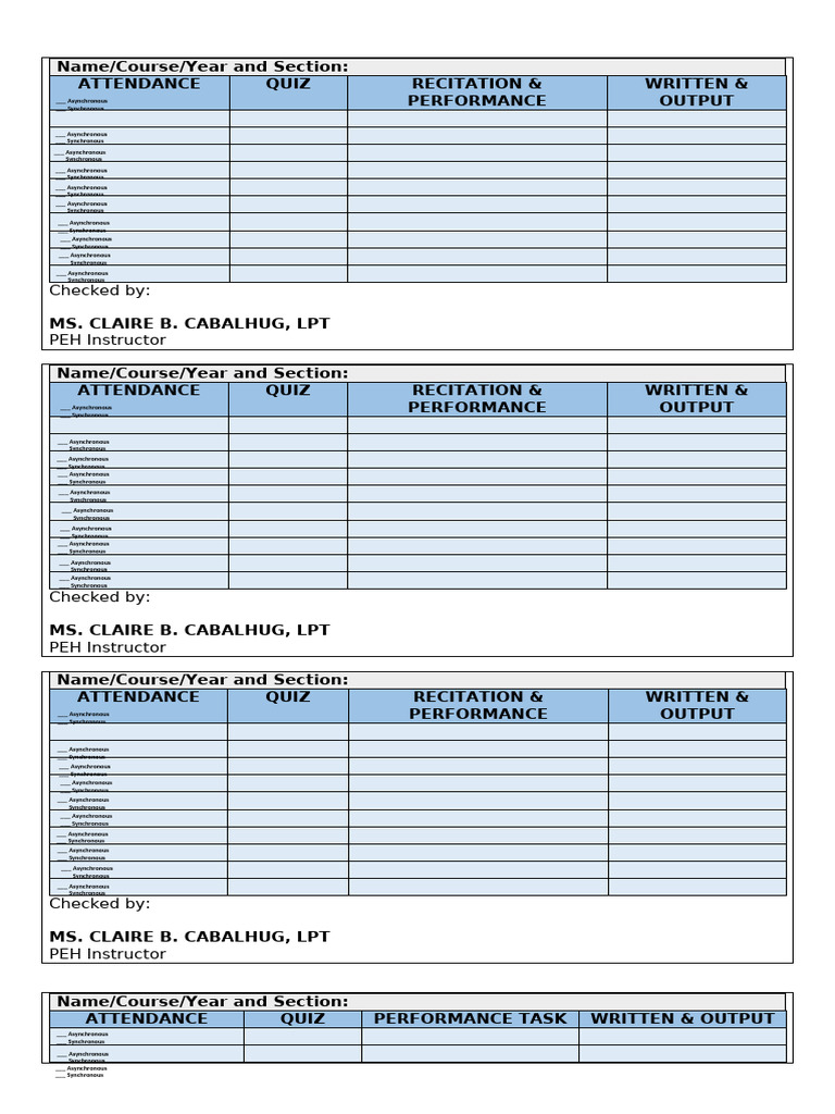 Attendance and Performance Tracking Form | PDF | Computer Engineering