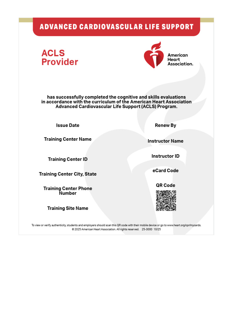 ACLS Certification Completion Document | PDF