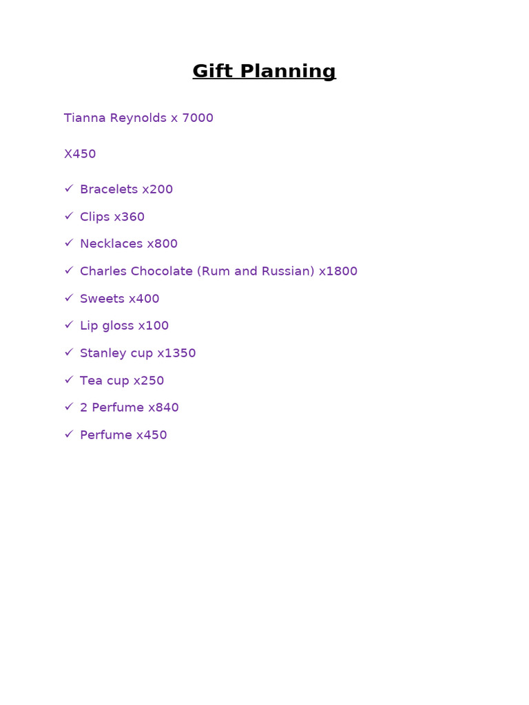Gift Planning Inventory Breakdown | PDF