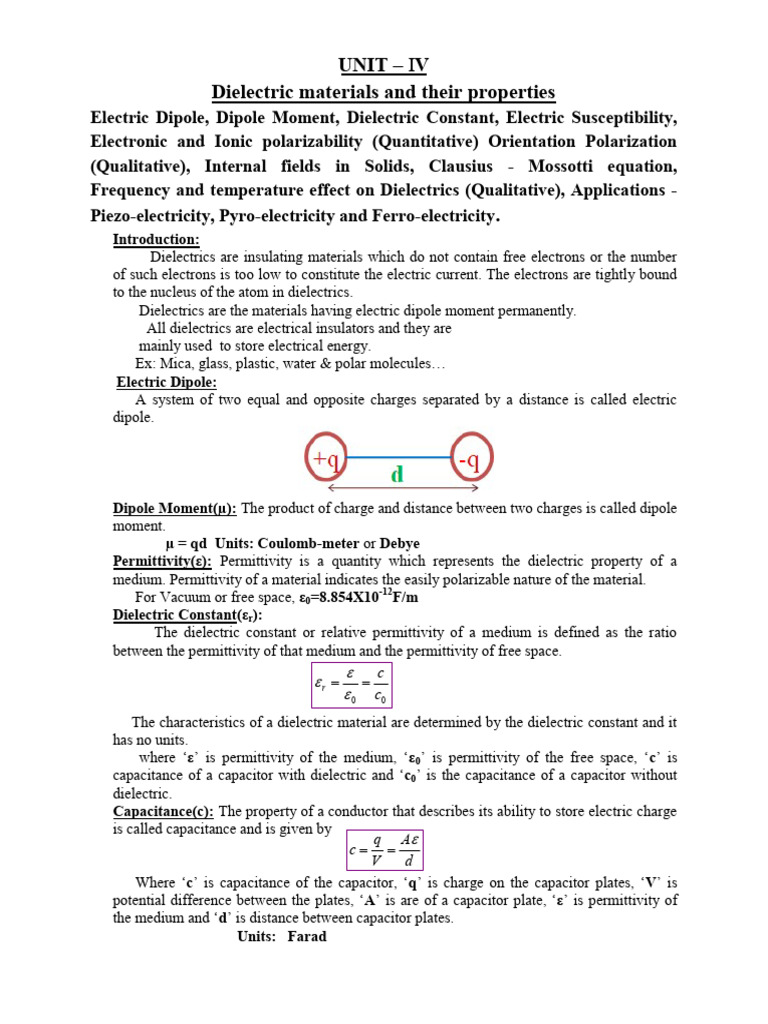 Properties and Applications of Dielectrics | PDF | Dielectric ...