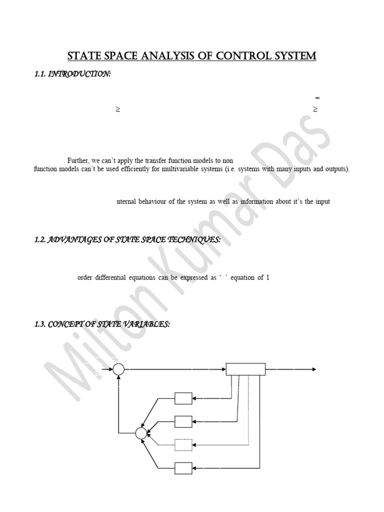 State Space Analysis of Control System | PDF | Mathematics | Applied ...