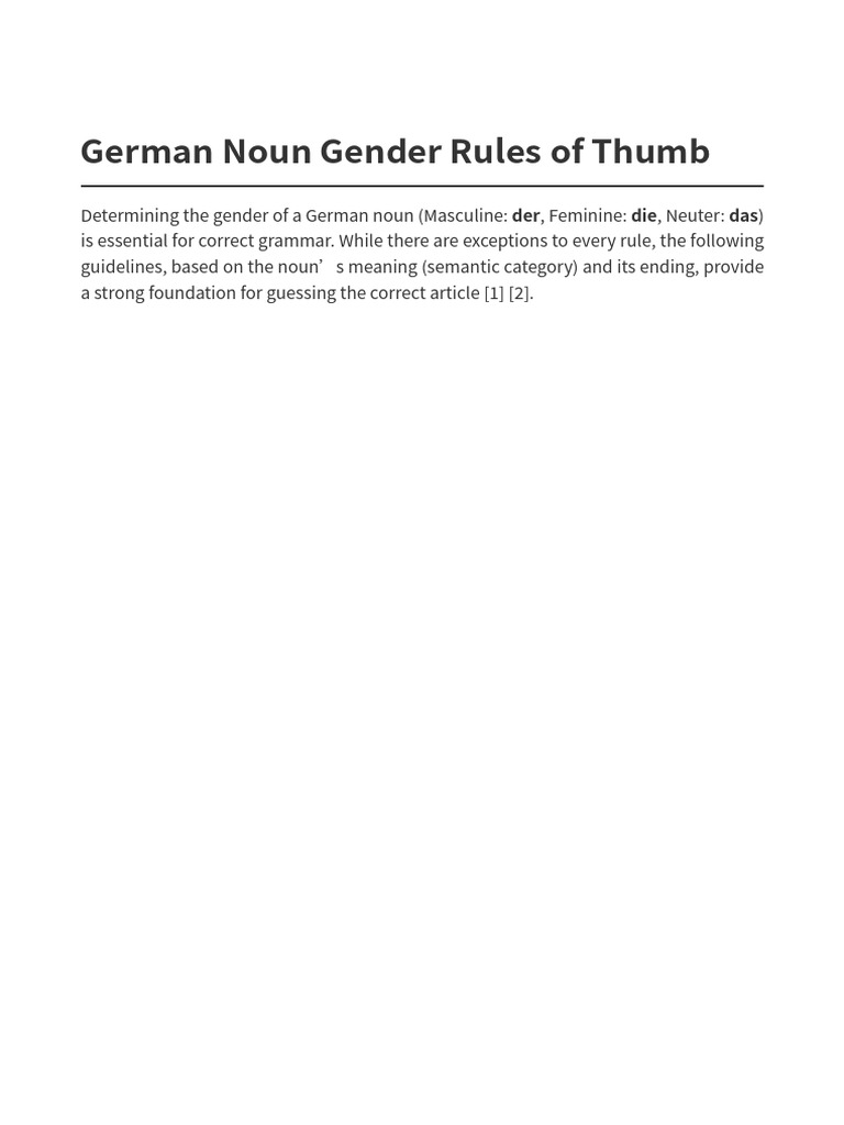 German Noun Gender Guidelines | PDF | Grammatical Gender | Syntax