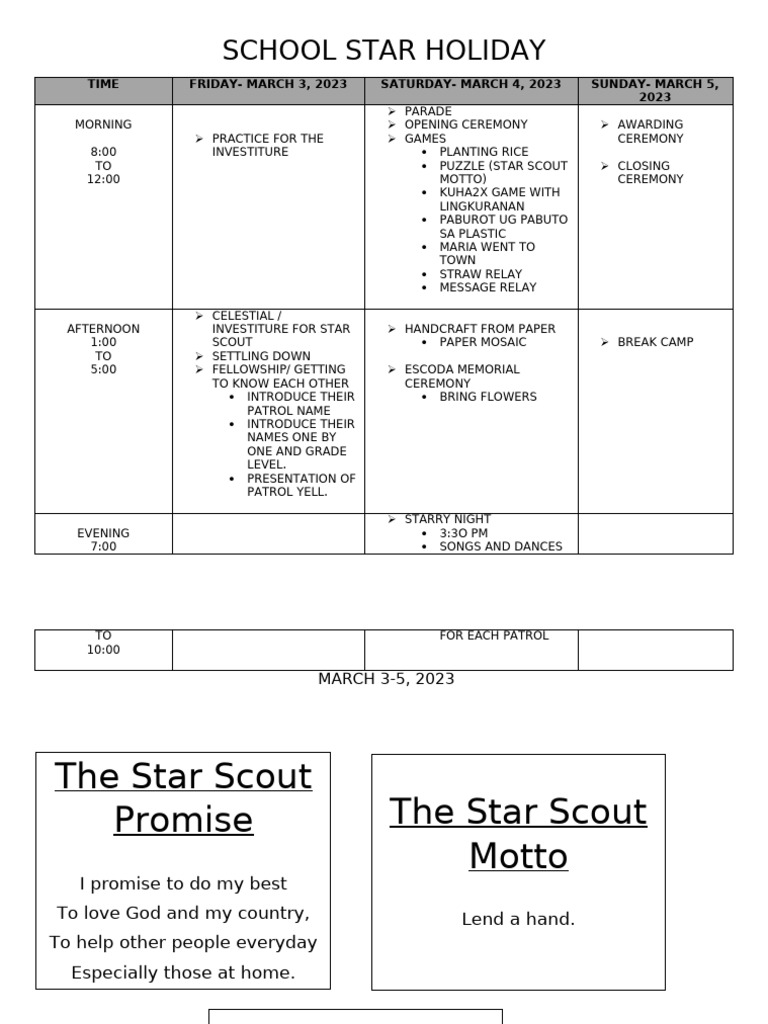 Star Scout New Investiture-2023 | PDF