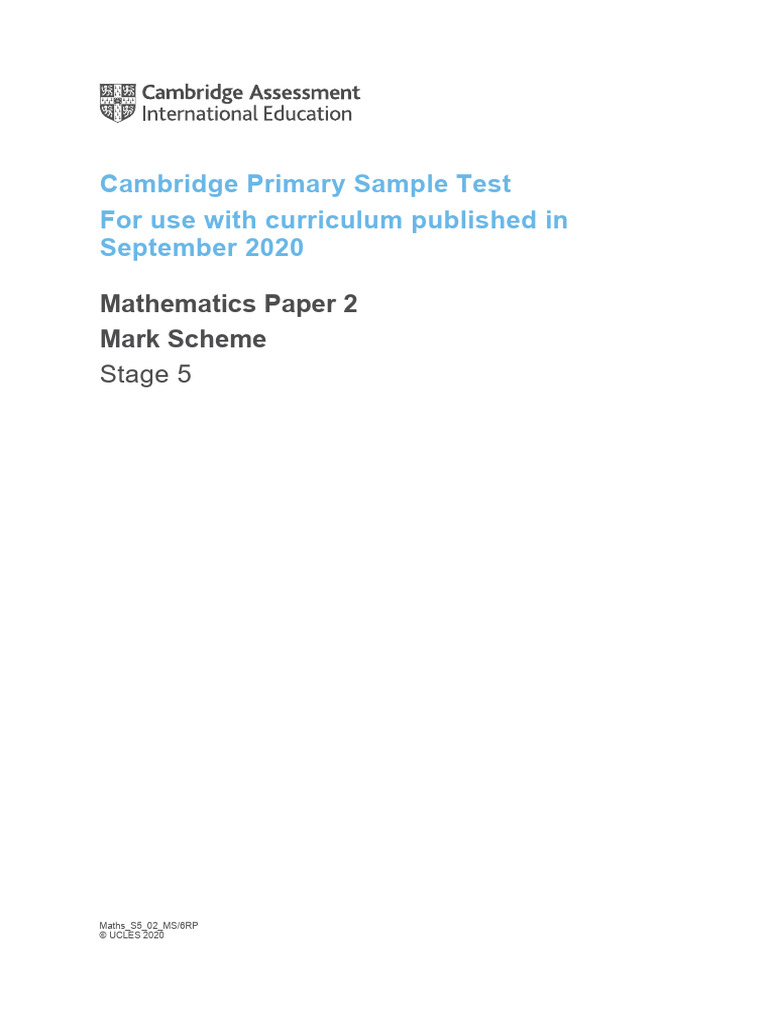 Cambridge Primary Maths Mark Scheme | PDF | Numbers | Mathematics