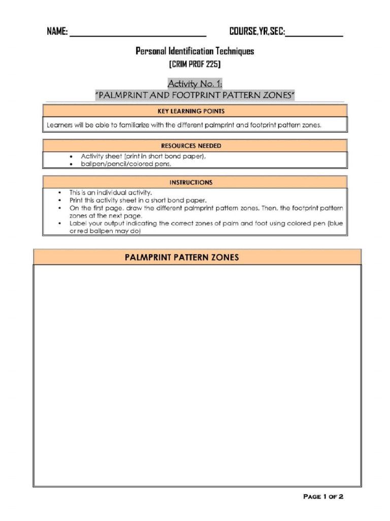 Activity 1 Personal Identification | PDF
