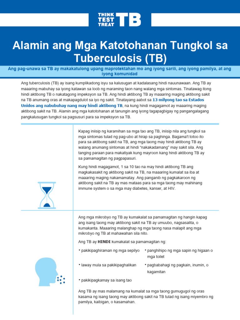 Learn the Facts About Tuberculosis Fact Sheet Tagalog | PDF