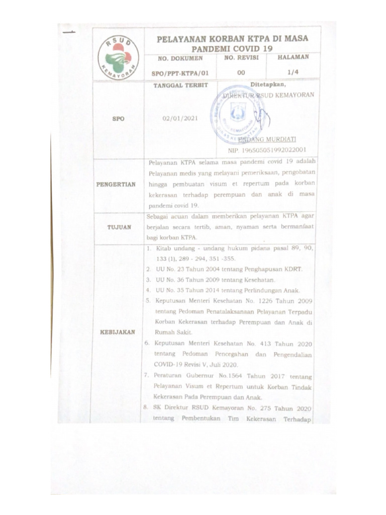 Sop Ktpa Pandemi | PDF