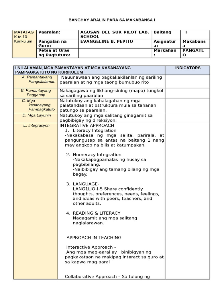 lesson plan makabansa | PDF