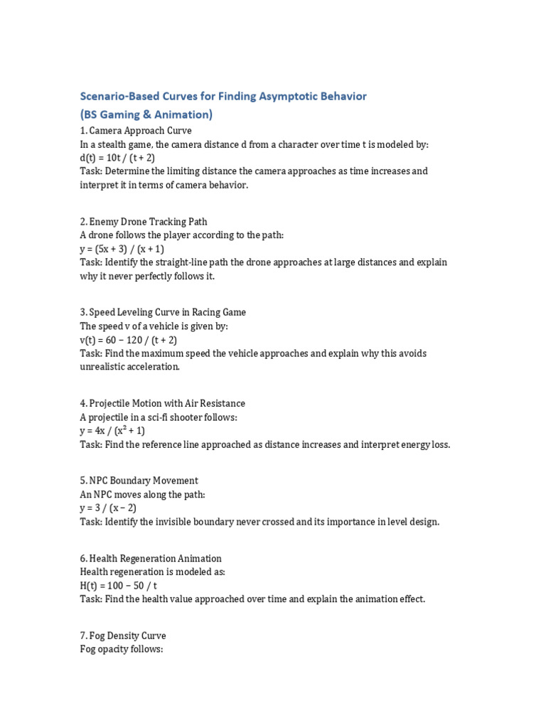 Scenario Based Asymptotes Gaming Animation | PDF