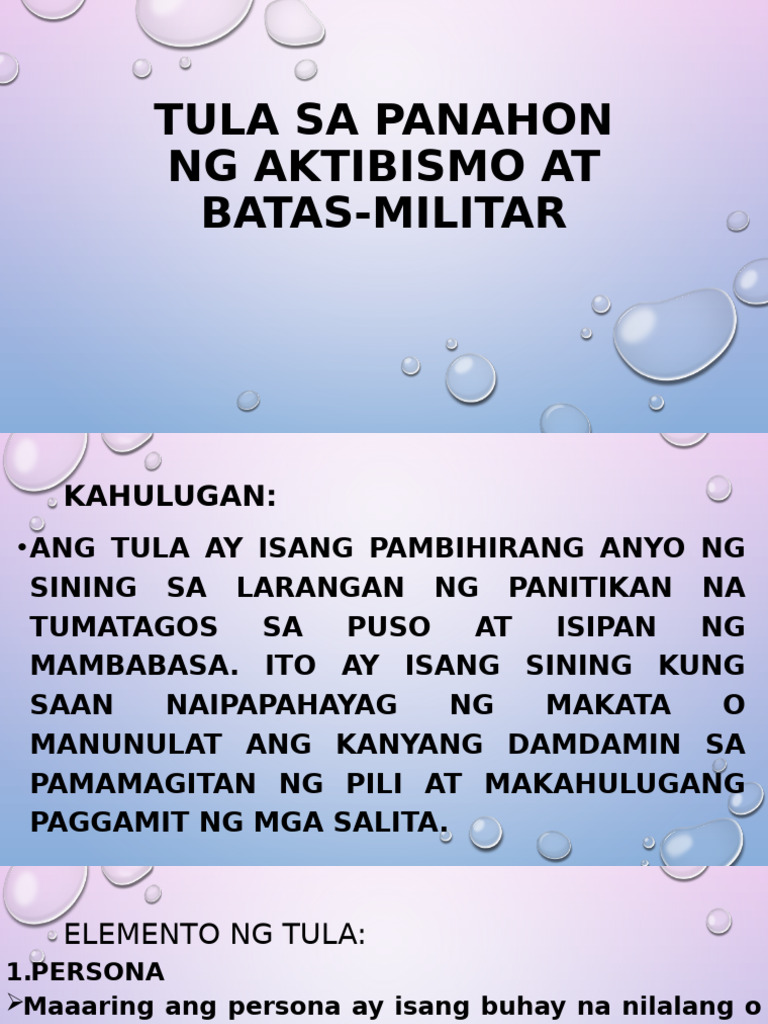 Tula Sa Panahon NG Aktibismo at Batas-Militar | PDF