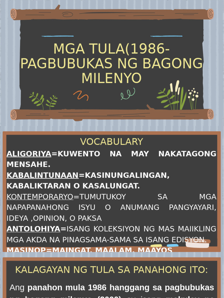 Tula Mula 1986 Hanggang Sa Pagbubukas NG Bagong Milenyo | PDF