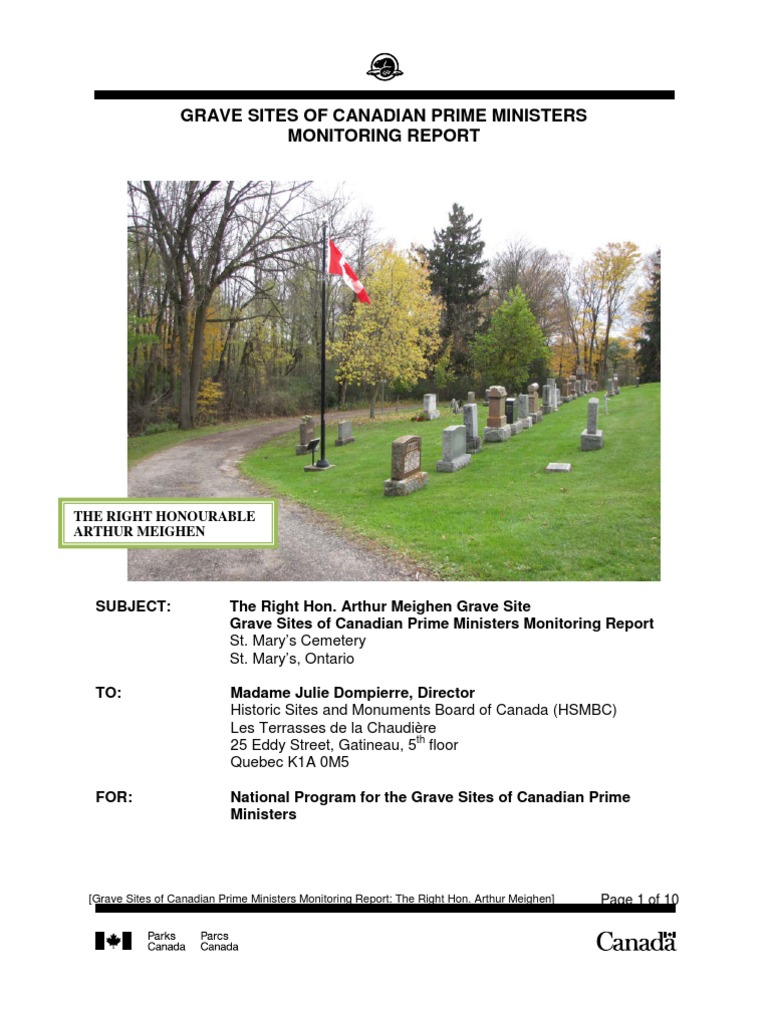 Arthur Meighen Grave Site Report | PDF | Flag | Headstone
