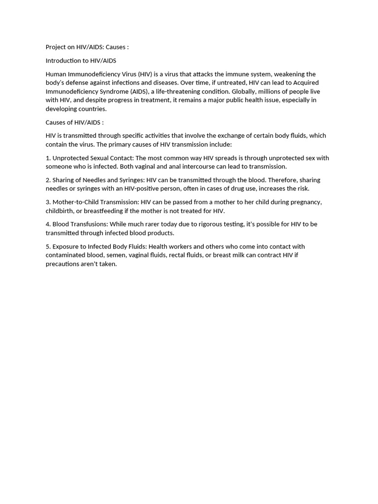 Project on HIV ! | PDF