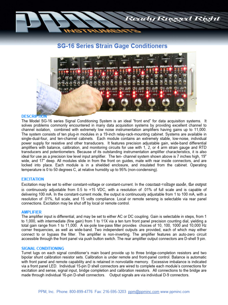 SG-16 Signal Conditioning System Overview | PDF | Amplifier | Resistor