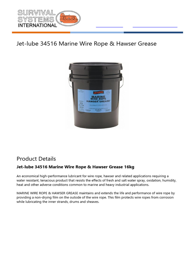 Marine Wire Rope Grease - Jet-lube 34516 | PDF