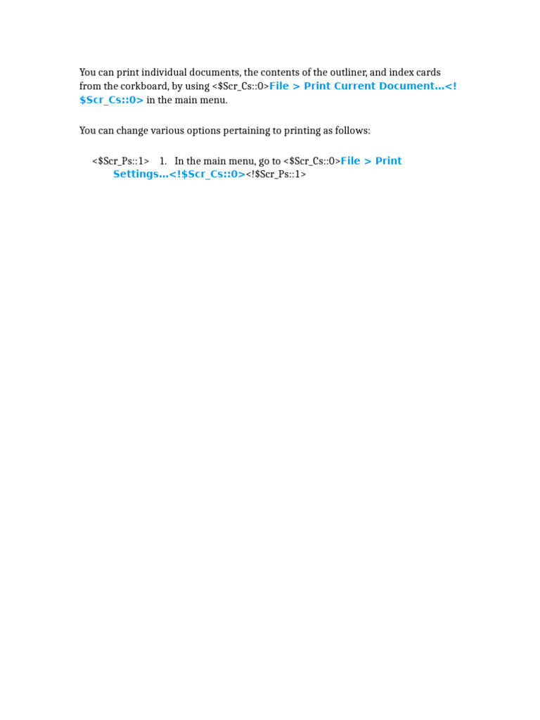 Printing Options for Documents and Outliner | PDF