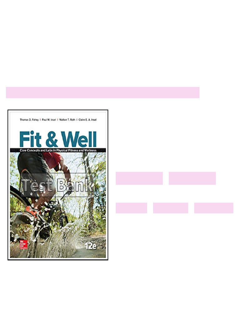 Fit and Well Core Concepts and Labs in Physical Fitness 11th Edition ...