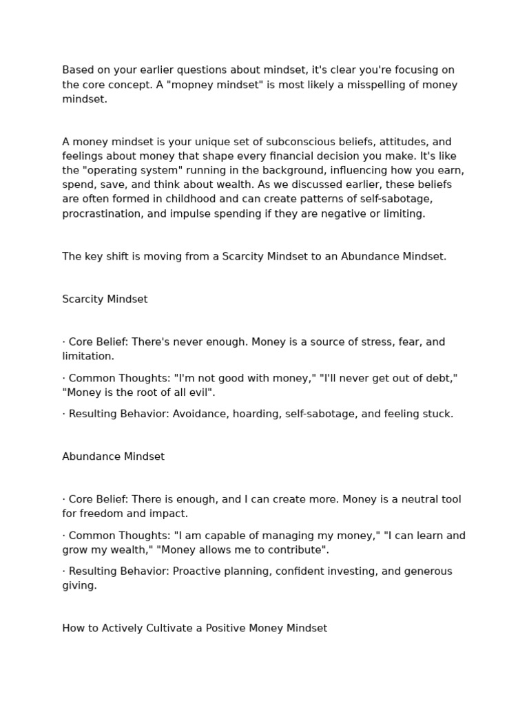 Money Mindset | PDF | Mindset | Thought