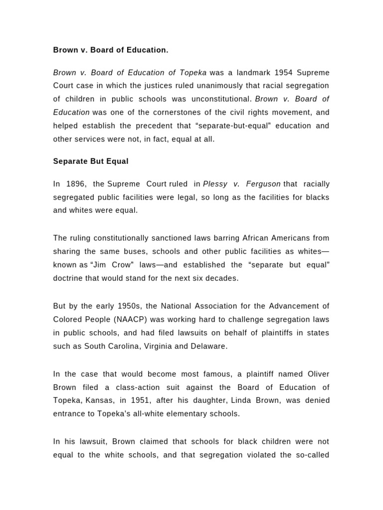 Brown v. Board: Ending School Segregation | PDF | Brown V. Board Of ...