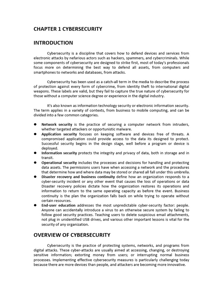 Chapter 1 Cybersecurity | PDF | Security | Computer Security