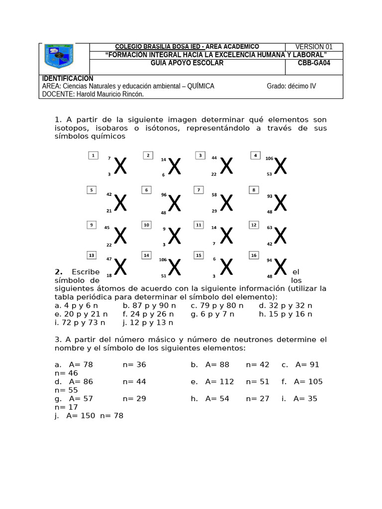 Taller Estructura Atomica IV | PDF