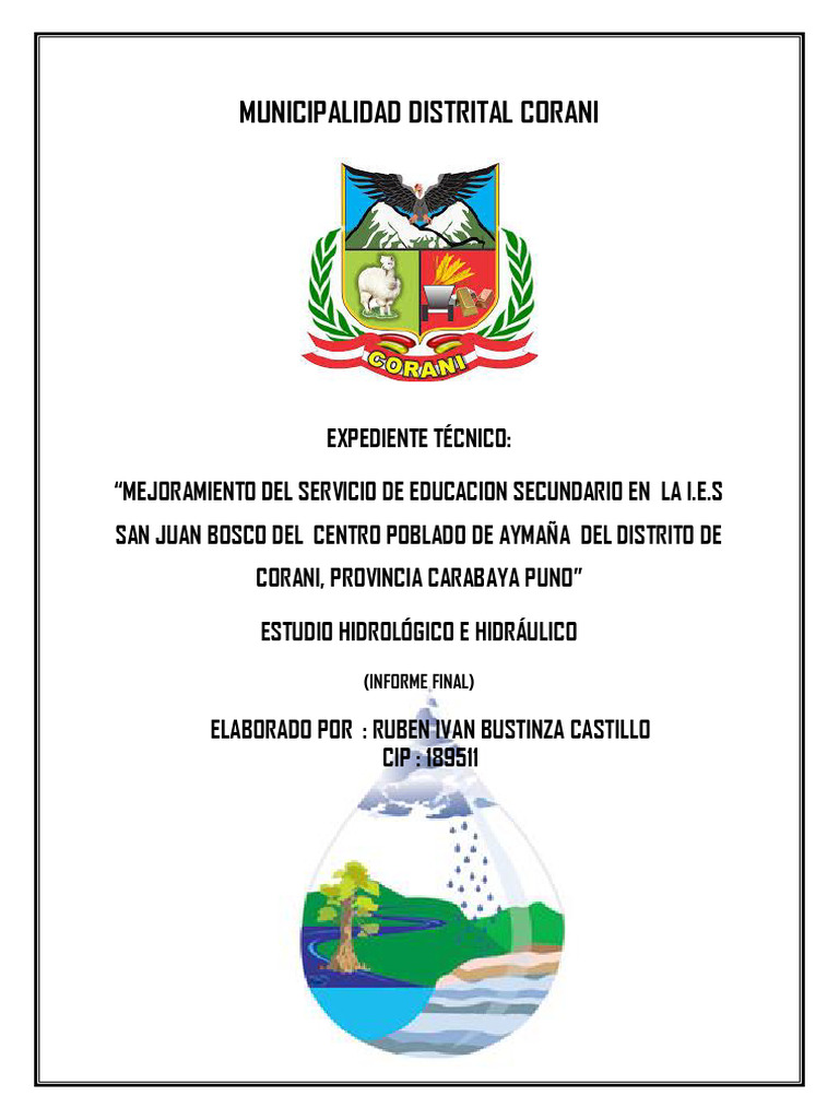 anexo 01 ESTUDIO HIDRO E HIDRA PUENTE CORANI IES SAN JUAN BOSCO | PDF | Precipitación | Clima
