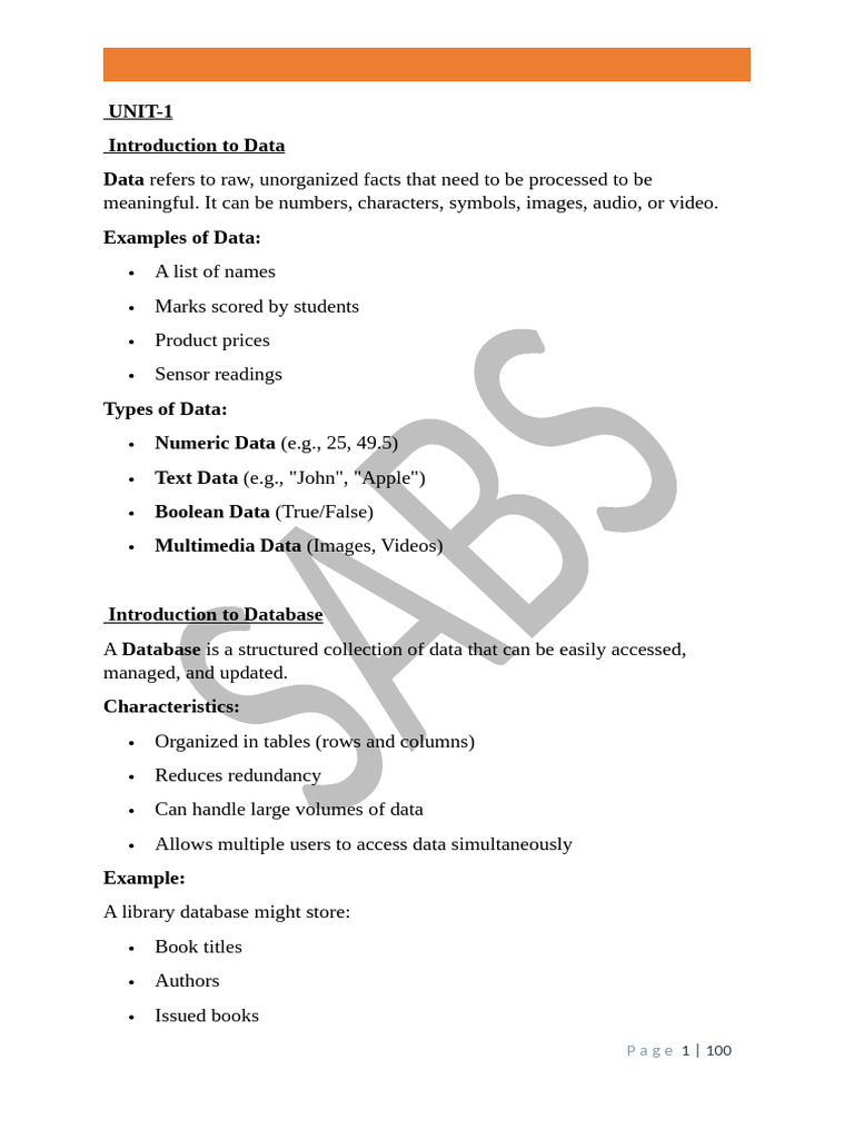 DBMS Complete Notes | PDF | Relational Model | Databases
