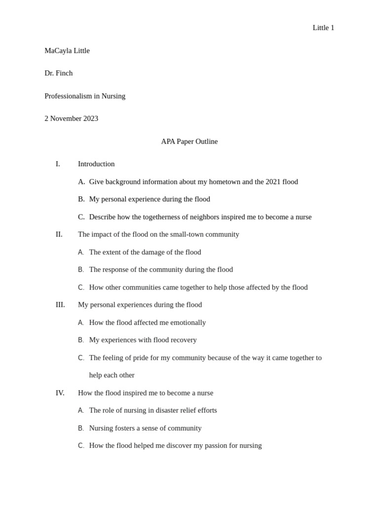 Little, MaCayla APA Paper Outline | PDF
