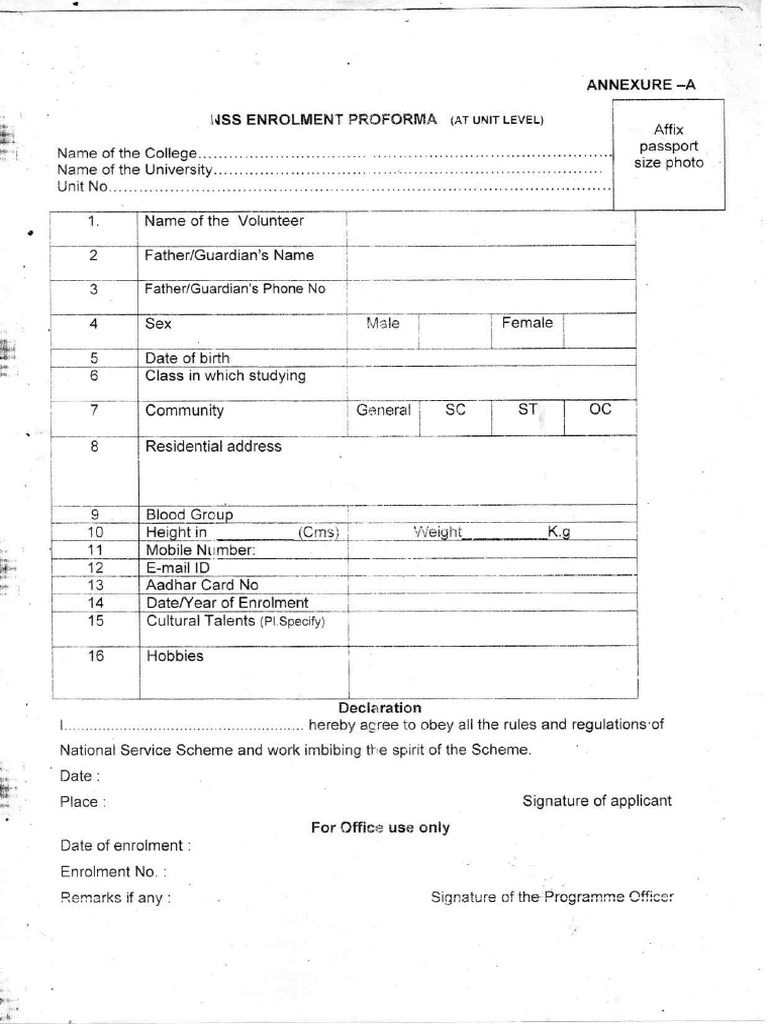 NSS Forms | PDF