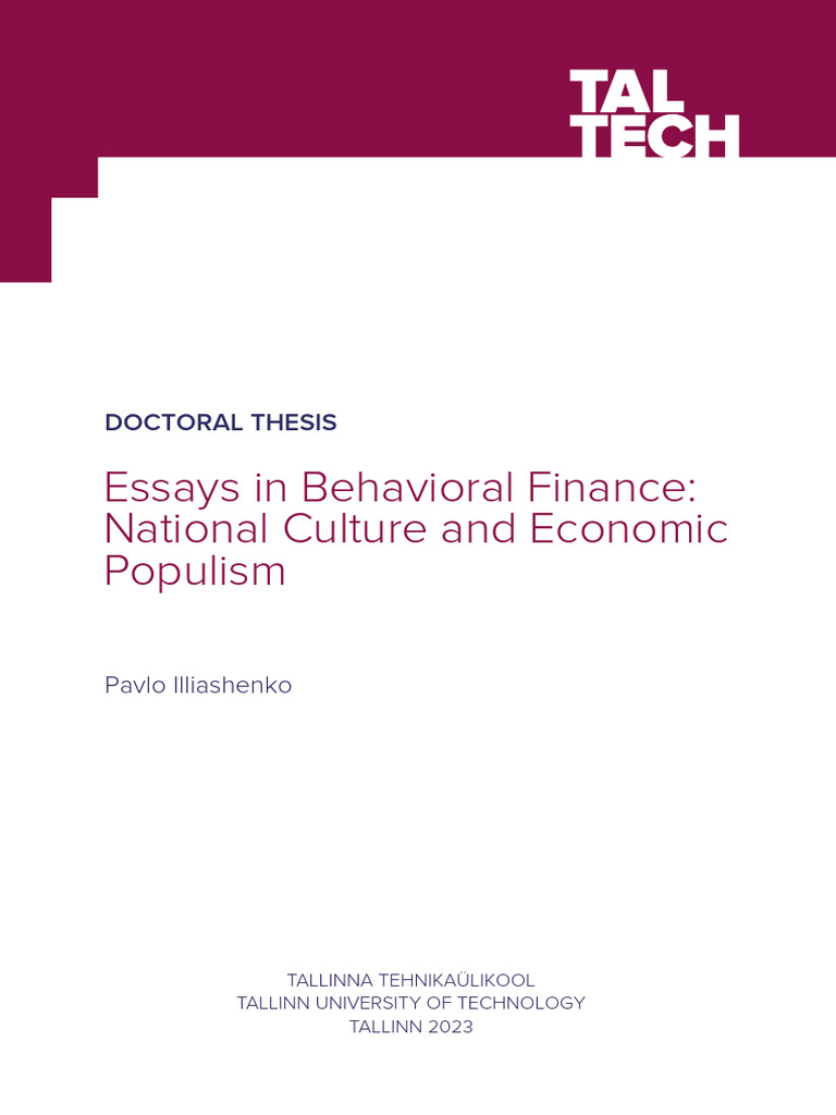 National Culture and Economic Populism | PDF | Attitude (Psychology) | Risk