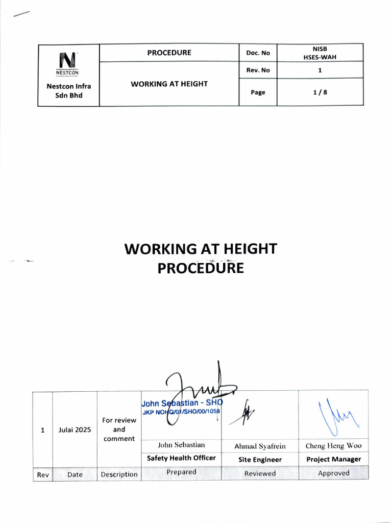 Working at Height Safety Procedure | PDF | Safety | Anchor