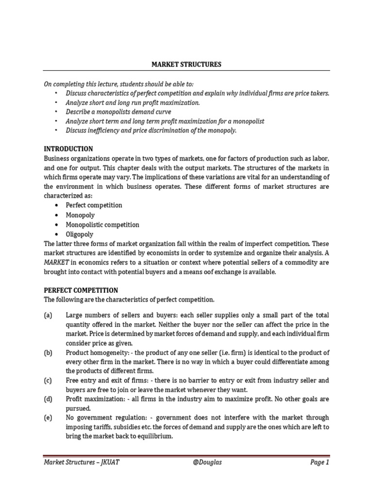 Market Structures | PDF | Monopoly | Profit (Economics)