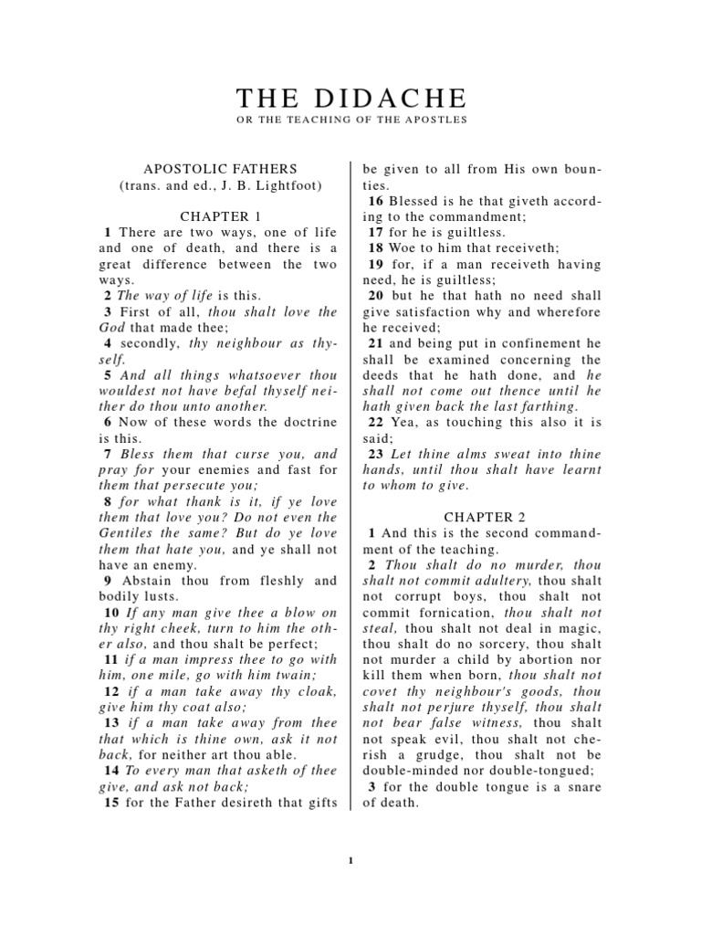 The Didache | PDF | Thou | Sin