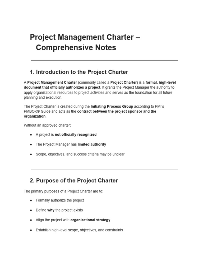 Project Management Charter Overview | PDF | Project Management | Risk