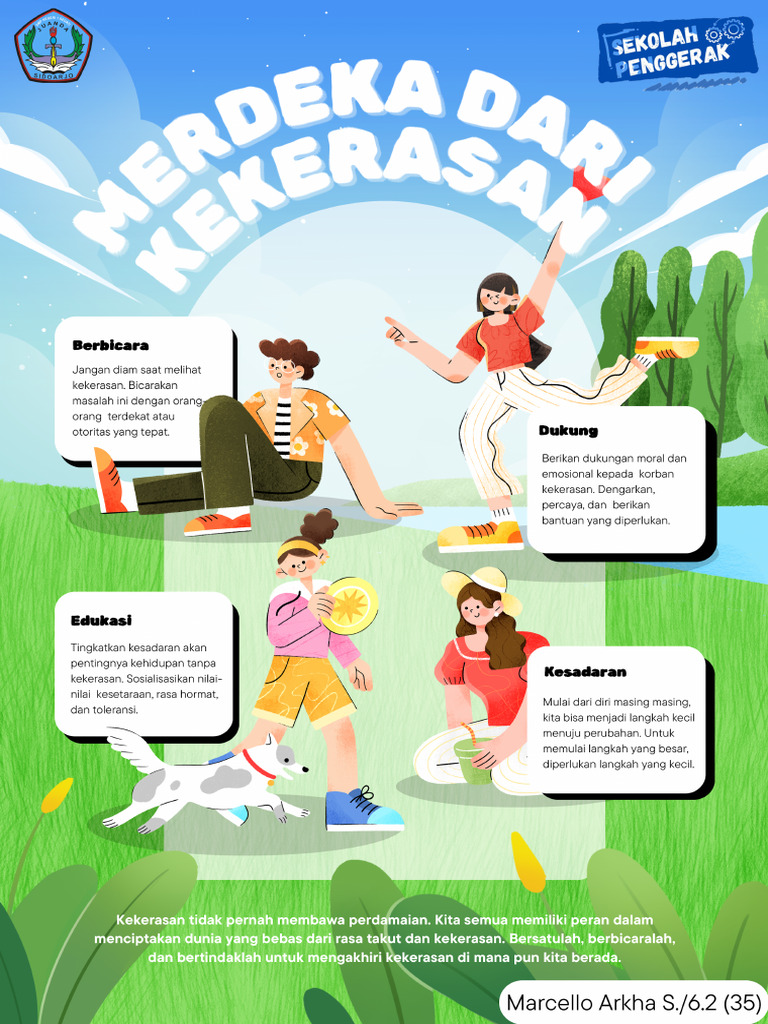 Poster Merdeka Dari Kekerasan Ilustratif Hijau Dan Biru | PDF