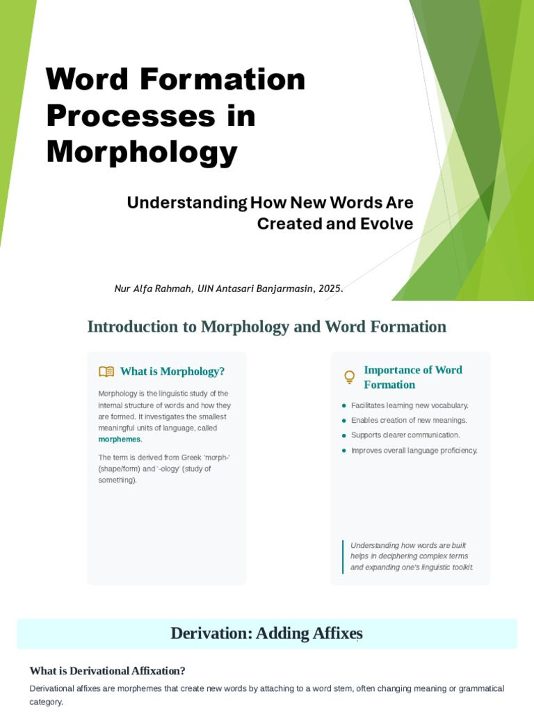 Word Formation Processes in Morphology | PDF | Word | Morphology ...