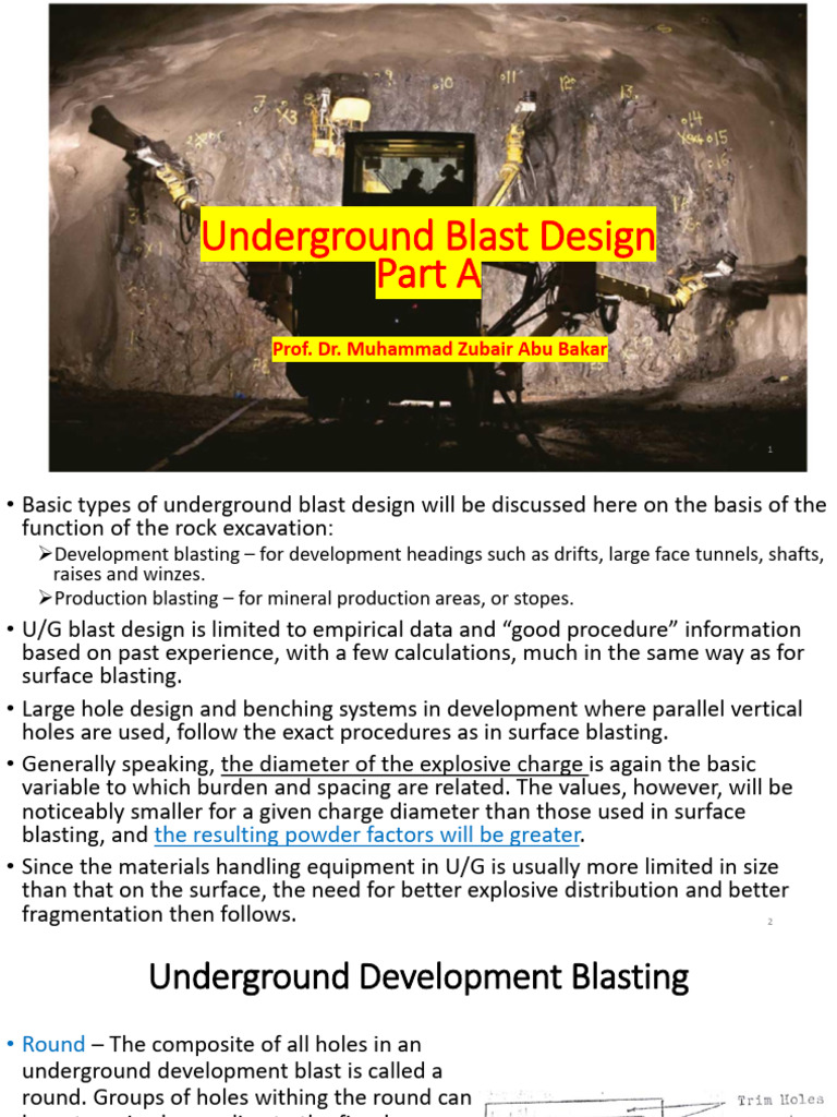 Lecture 14-Underground Blast Design PartA | PDF | Drilling