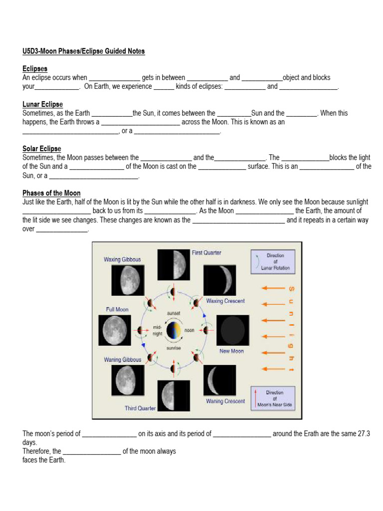 U5D3-Guided Notes (Moon Phases-Eclipse) | PDF