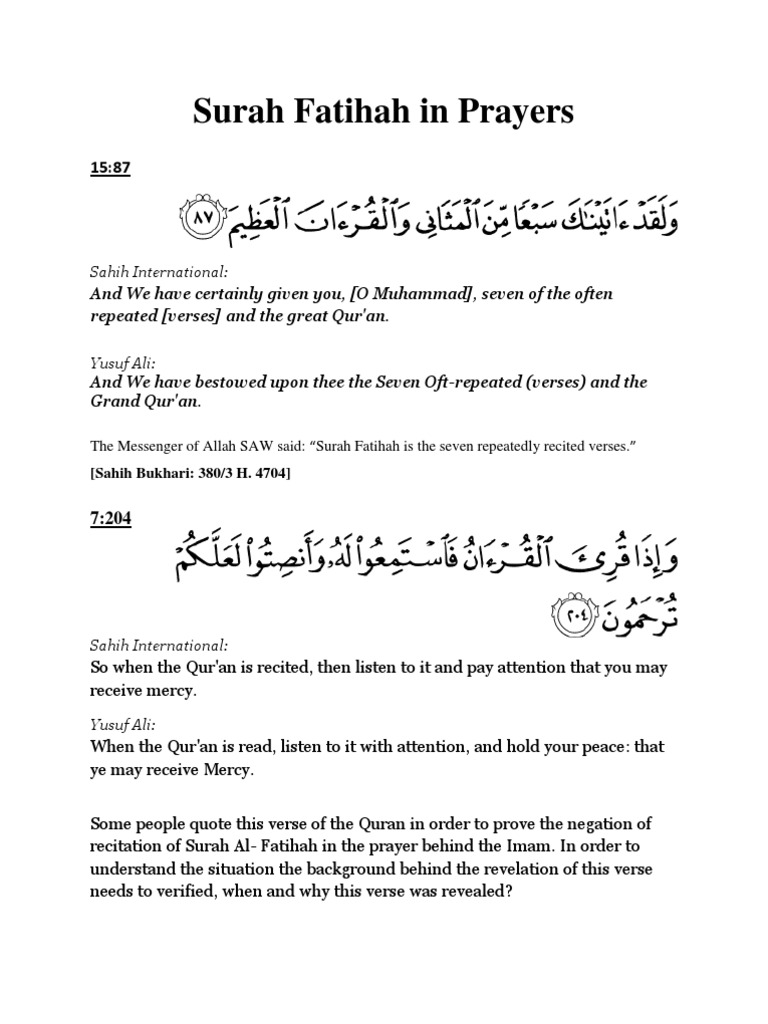 Fatihah in Prayers | Quran | Surah