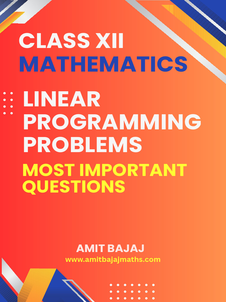 Important Class XII Linear Programming Questions | PDF