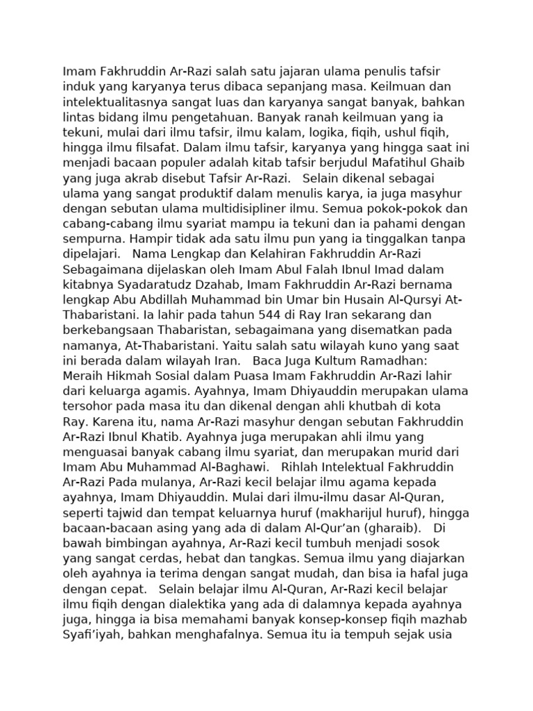 Biografi Imam Fakhruddin Ar-Razi | PDF