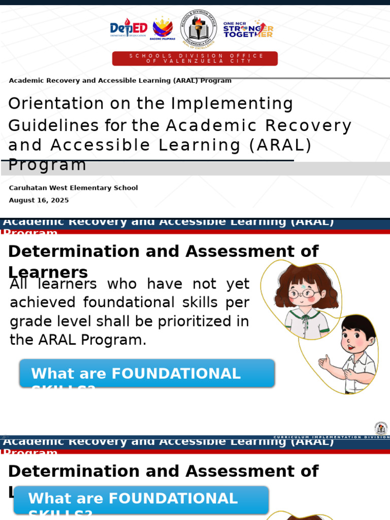 ARAL Program Orientation Guidelines | PDF | Curriculum | Cognition
