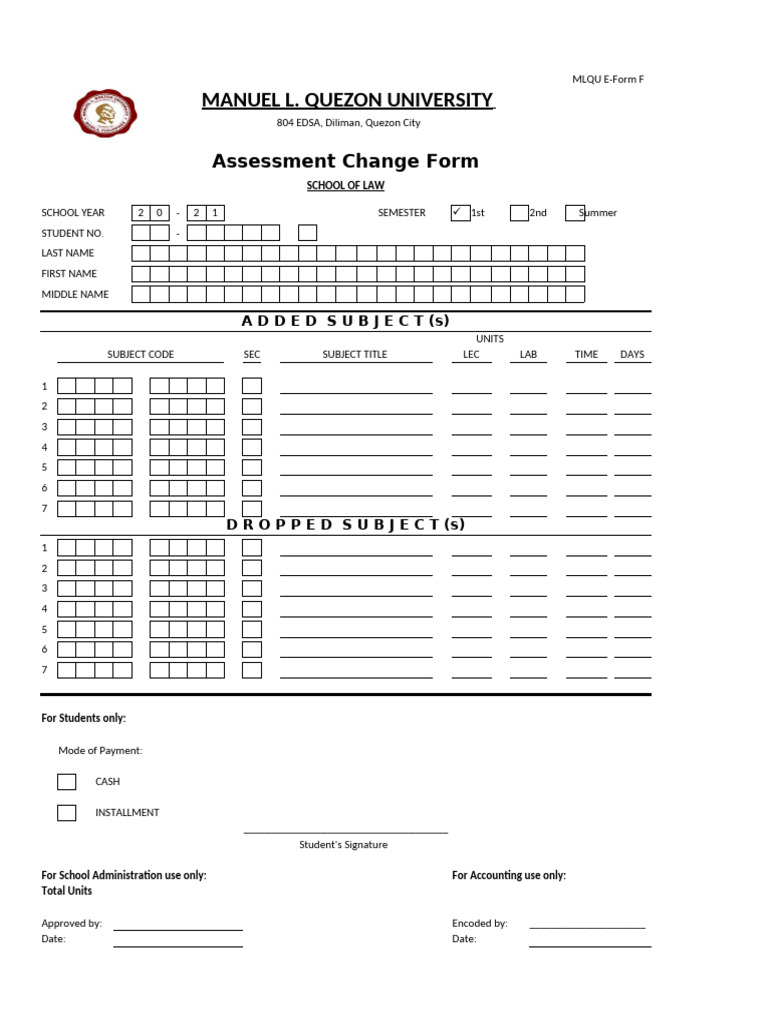 Add Drop Form Sol 2021 | PDF