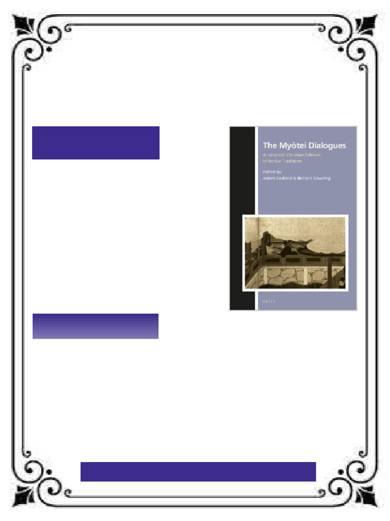 The Myōtei Dialogues A Japanese Christian Critique of Native Traditions ...