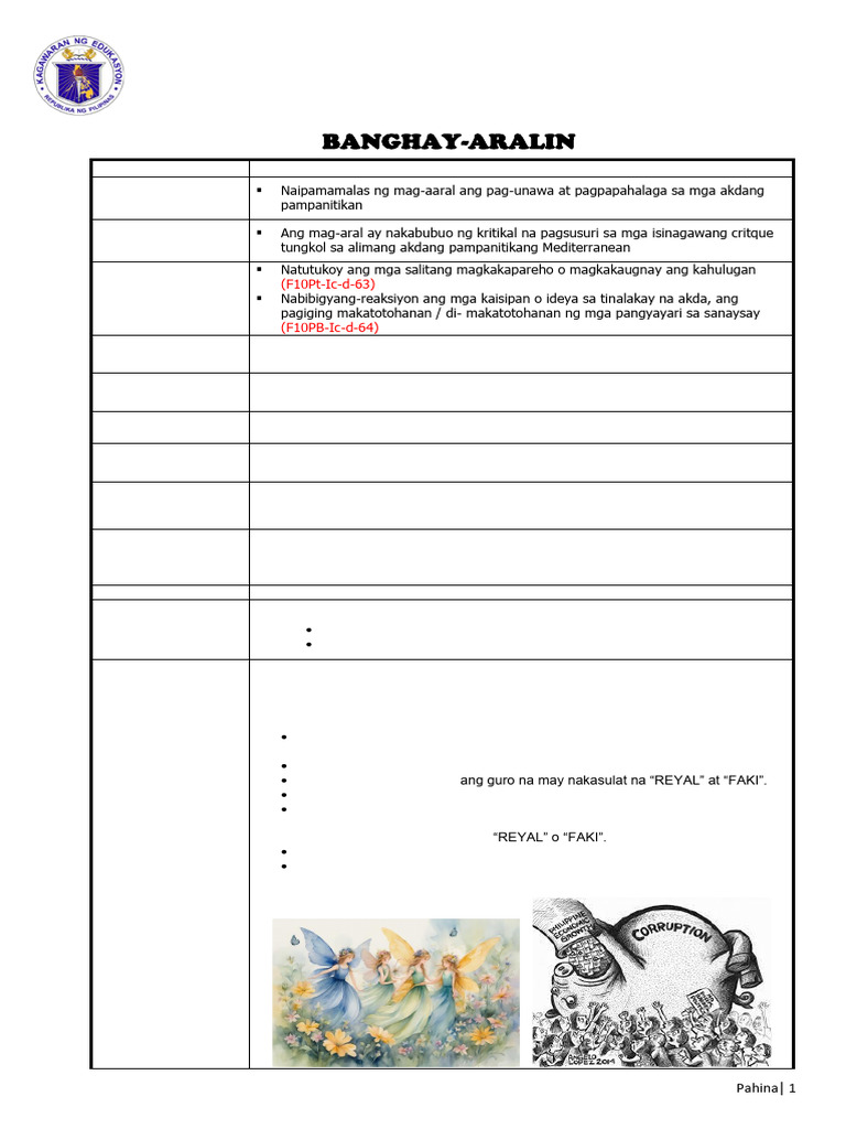 Grade 10 Alegorya NG Yungib LP | PDF